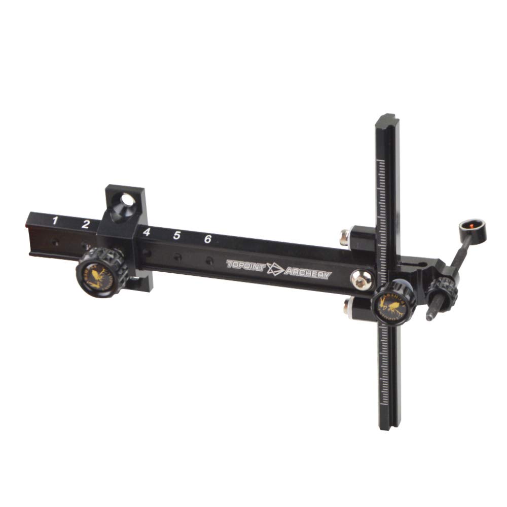 AMEYXGS Archery Recurve Bow Sight Accessories T Shape Archery Shooting Target Sight Adjustable Bowsight with 0.059" Optical Fiber Single Pin Bow Sight for Target Practice (Black)