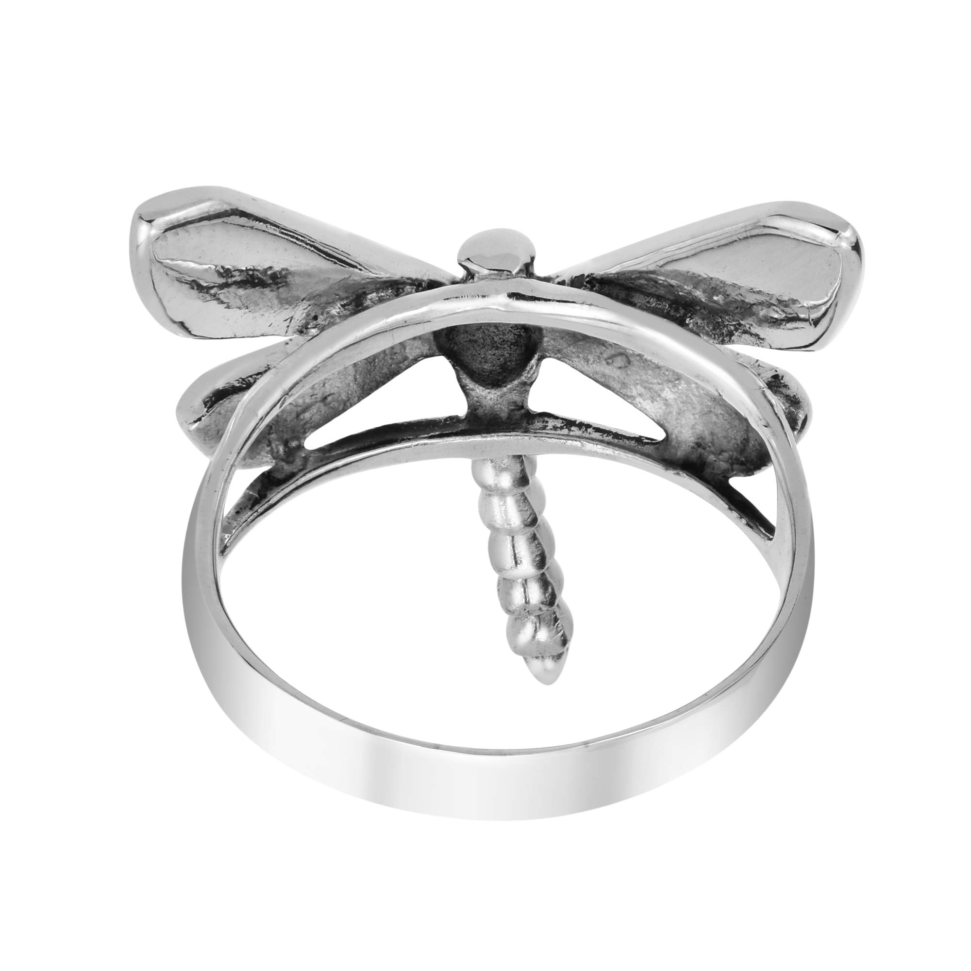 AeraVida Dragonfly Wings Inlay Abalone Shell .925 Sterling Silver Ring (8)