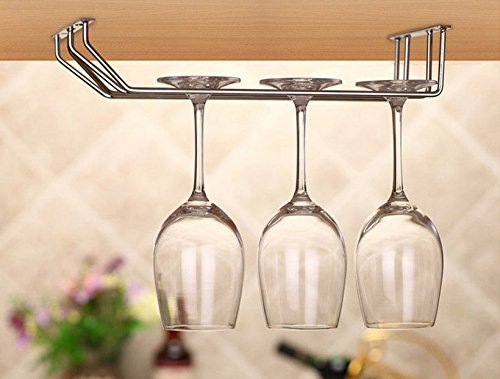 Happy Lifestyles Stainless Steel 1/2/3 Rails Cabinet Wine Glasses Rack 20" 2 rows