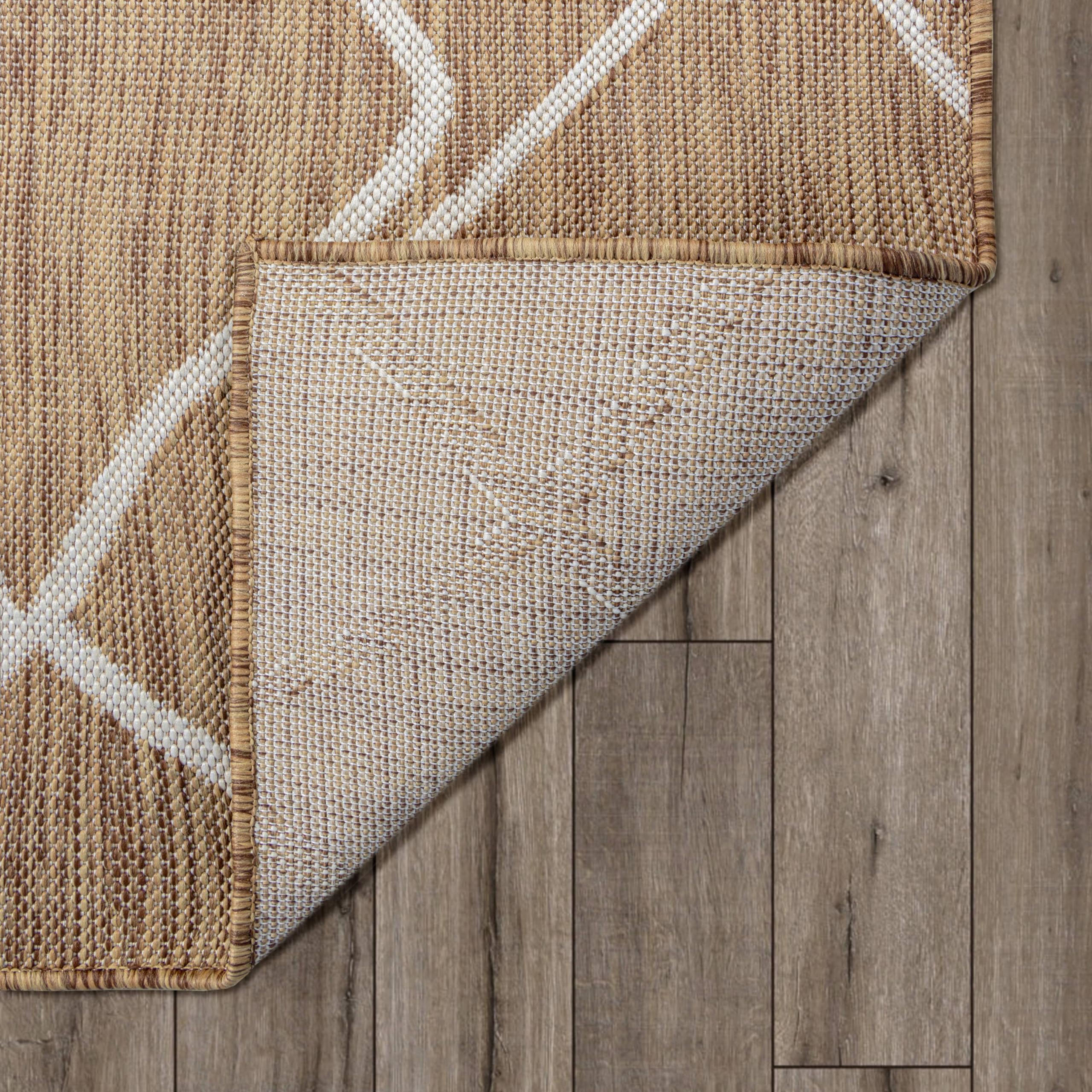 Adiva Rugs Outdoor Indoor Area Rug, Weather Resistant, Easy to Clean, Stain Resistant Floor Mat for Dining Room, Backyard, Deck, Patio (WOODEN, 5' x 7')