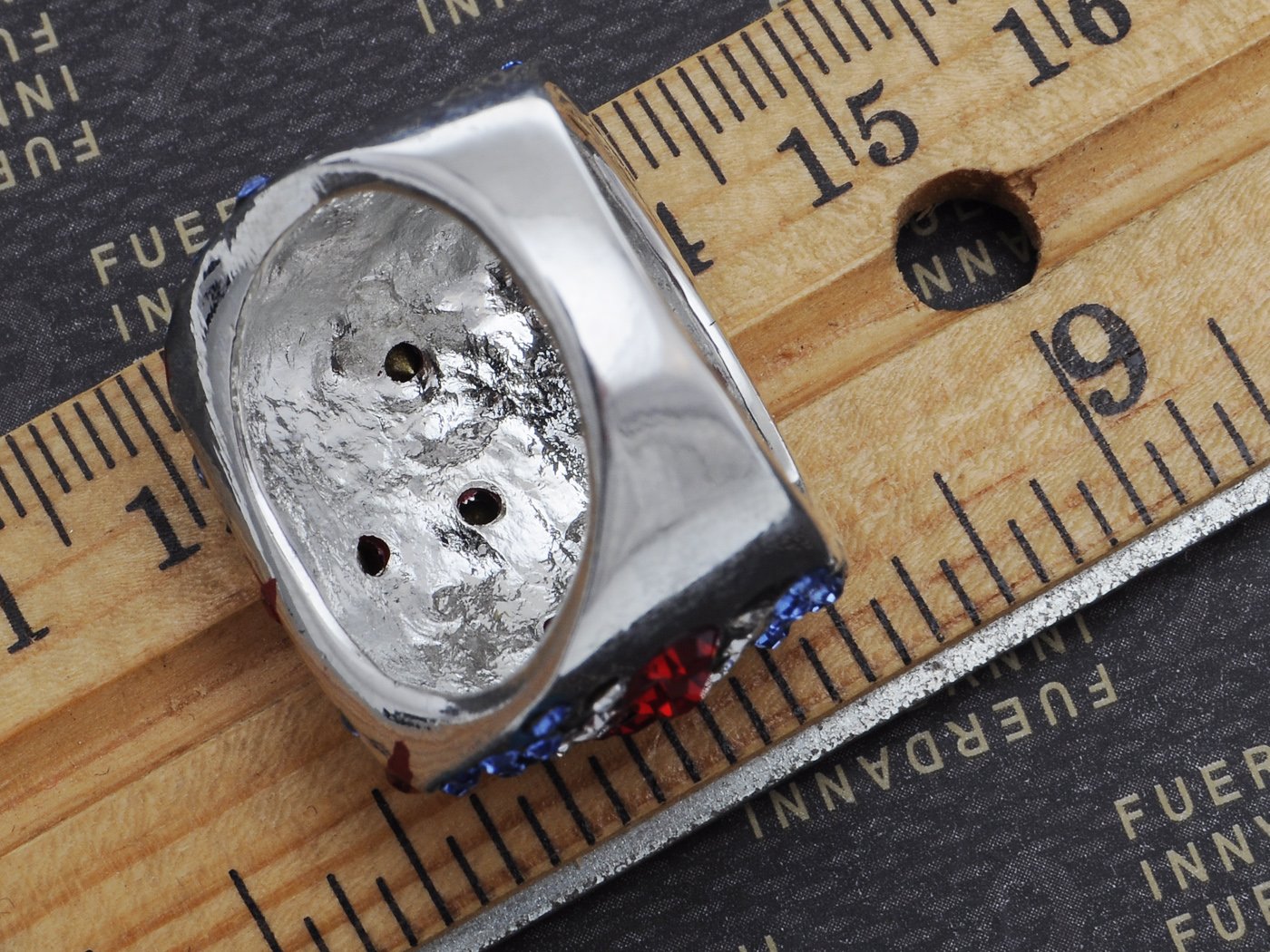 Alilang Silver Toned Rhinestone British Invasion England UK Union Jack Flag Ginger Costume Ring