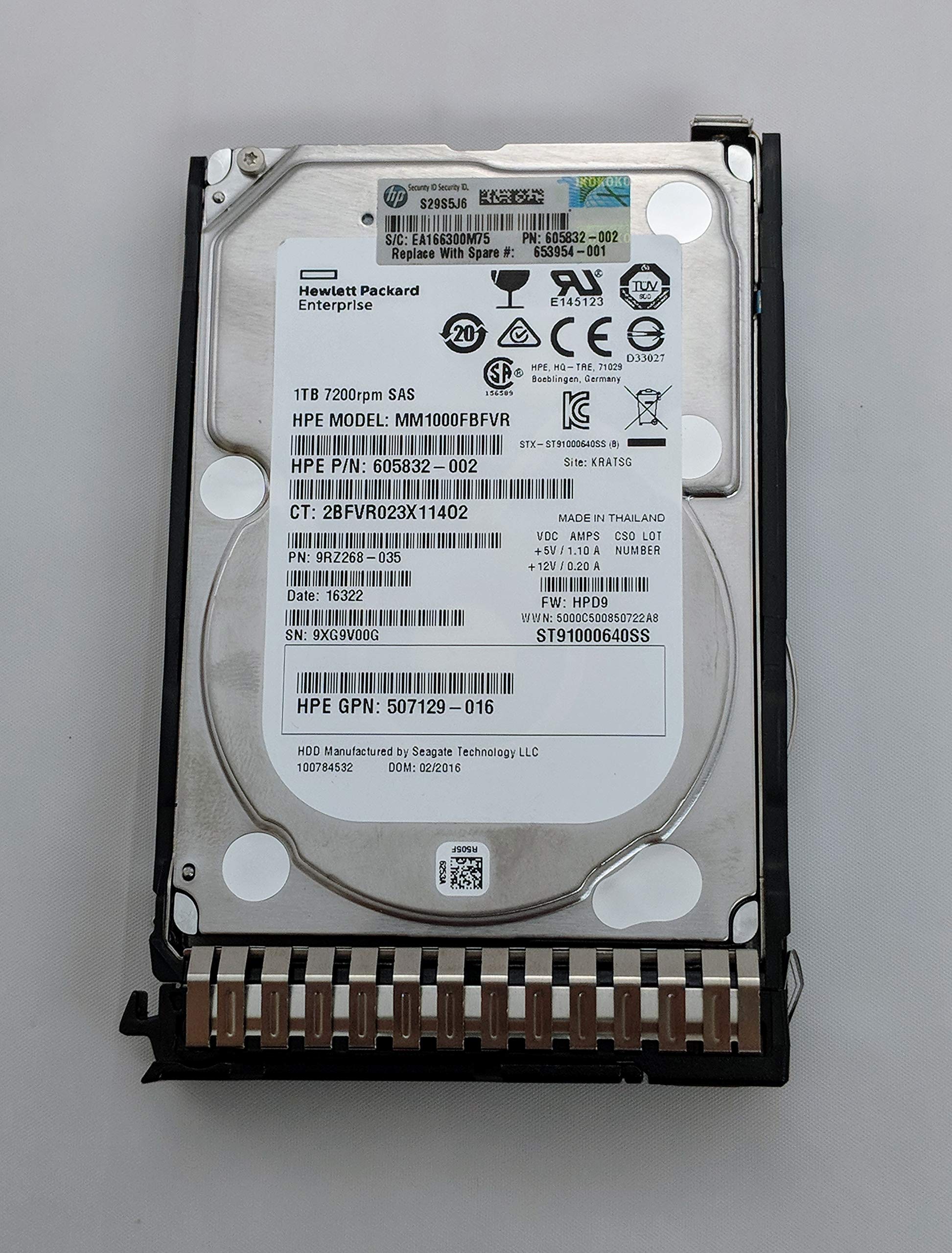 HP 653954-001 1TB hot-plug dual-port SAS hard disk drive - 7,200 RPM, 6Gb/sec transfer rate, 2.5-inch small form factor (SFF), Midline, SmartDrive Carrier (SC) - Not for use in MSA products