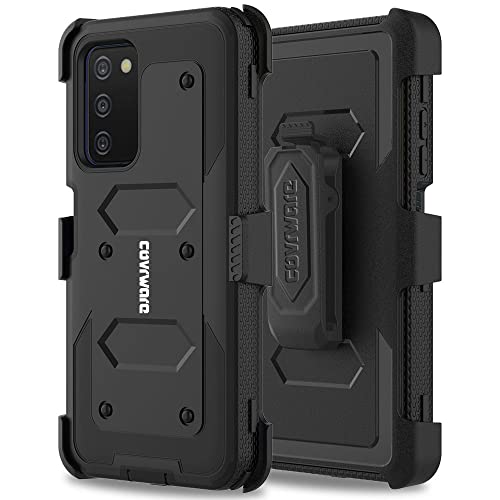 Covrware Aegis Series Case for Samsung Galaxy A03S, Full-Body Rugged Dual-Layer Shockproof Protective Swivel Belt-Clip Holster Cover with Built-in Screen Protector, Kickstand, Black