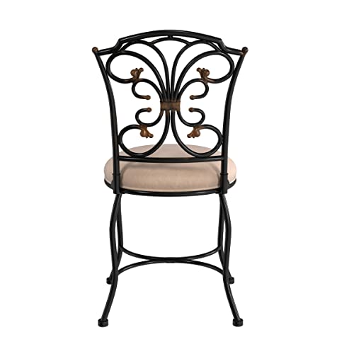 Hillsdale Furniture Sparta Vanity Stool, black with gold highlighted accents