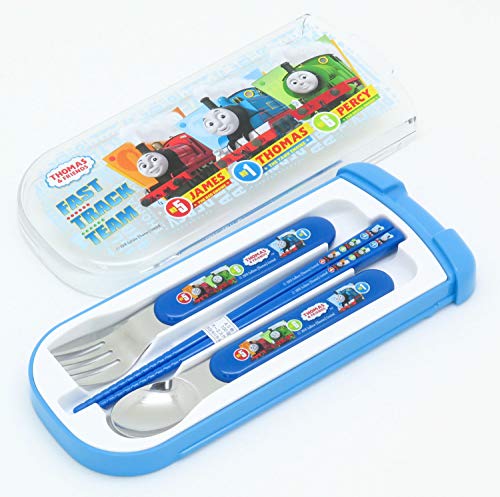 オーエスケー OSK CT-20 Lunch Box, Sliding Lid Trio, Thomas the Tank Engine (Chopsticks, Spoon, Fork, Easy to Open and Close), Made in Japan, Dishwasher Safe