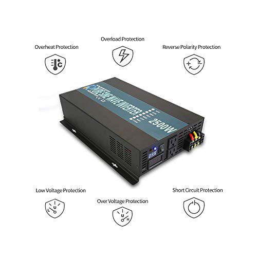 WZRELB for AC appliances 2500W 12V DC to AC Power Inverter Pure Sine Wave Solar Power Converter (RBP250012B1)