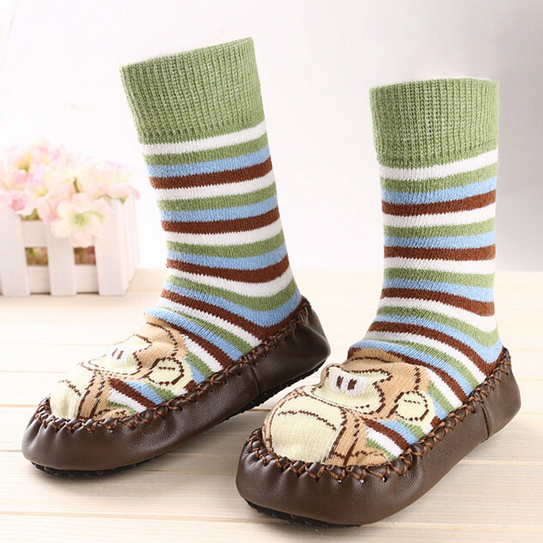 KF Baby Toddlers Boys Girls Non-Skid Slipper Socks Value Pack [3 Pairs]