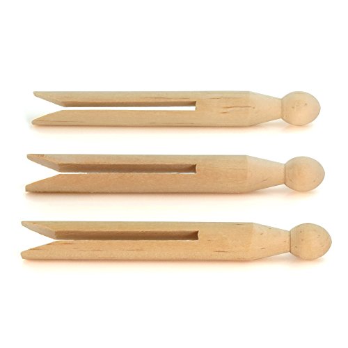 HANGERWORLD Round Wooden Clothespins for Crafts and Laundry - 24 Pack, 4.3inch Long, Old Fashioned Traditional Heritage Dolly Clothes Pegs