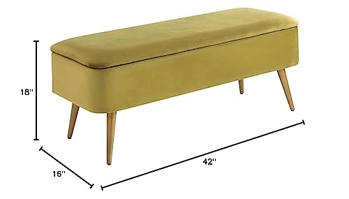 Ball & Cast Upholstered Bench, 42" W, Avocado Green