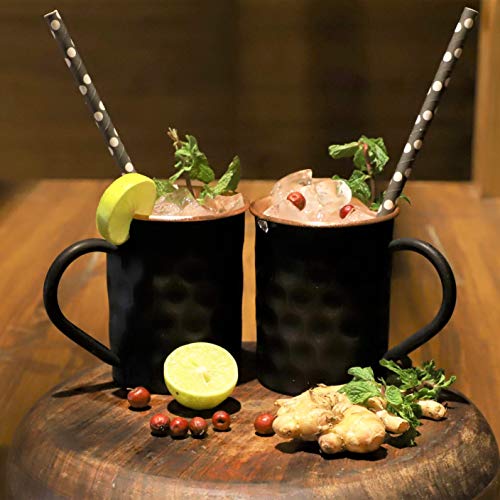 Staglife Black Diamond Moscow Mule Copper Mugs & Copper Cups for Moscow Mules Hammered Finish Set of 2