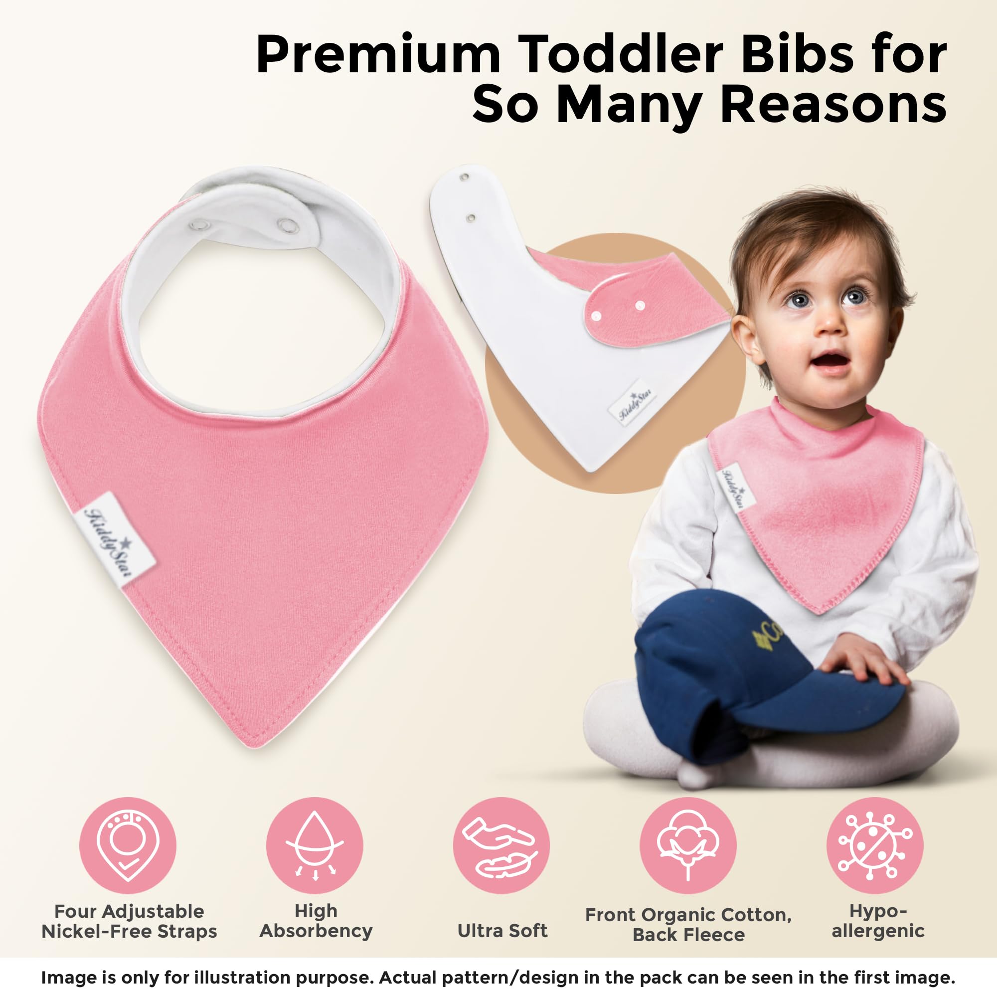 KiddyStar Baby Bibs for Boys & Girls - Organic Cotton Bibs, Bandana Bibs, Drool Bibs, Teething Bibs, Toddler Bibs - Gift