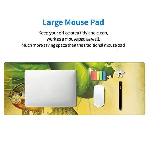 Fish Fishing Lily Pads Lake Bluegill Panfish Underwater Mouse Pads,31.5 X 12 Inch XXXL Mat Rubber Base Pad Sets Oversized Mousepad Desk Mat for Gaming