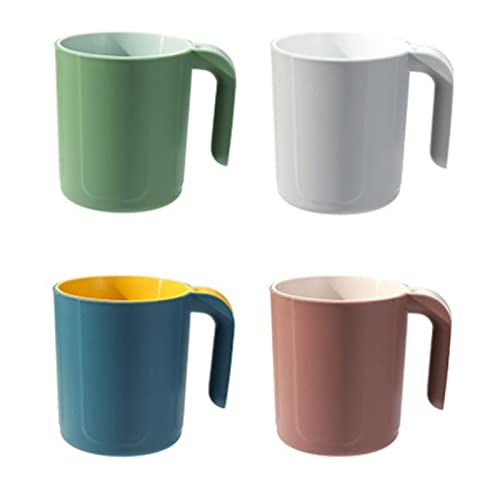 GEJIA Plastic Reusable Coffee Mugs with Handles,Stackable Unbreakable Coffee Cups Set of 4-16.5 Ounce Cups for Cocoa, Milk, Tea or Water, Drinking Cup for Kids & Adult, Dishwasher and Microwave Safe