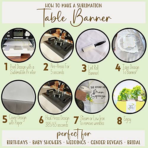 Get Snappin Table Runner, White 100% Polyester Sublimation Blanks, Screen Print Blank, Table Decor, Party Decor, Vendor Booth, Blank Banner (2' x 6', 1pc)