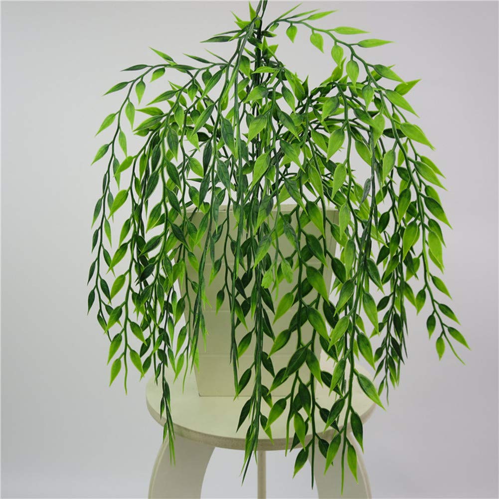 DUDNJC 5pcs Artificial Weeping Willow, 20in Fern Persian Rattan, UV Resistant Plastic Plants Greenery Leaves Fake Hanging Vine Faux Ivy, Garden Door Wall Baskets Wedding Party Table Decor
