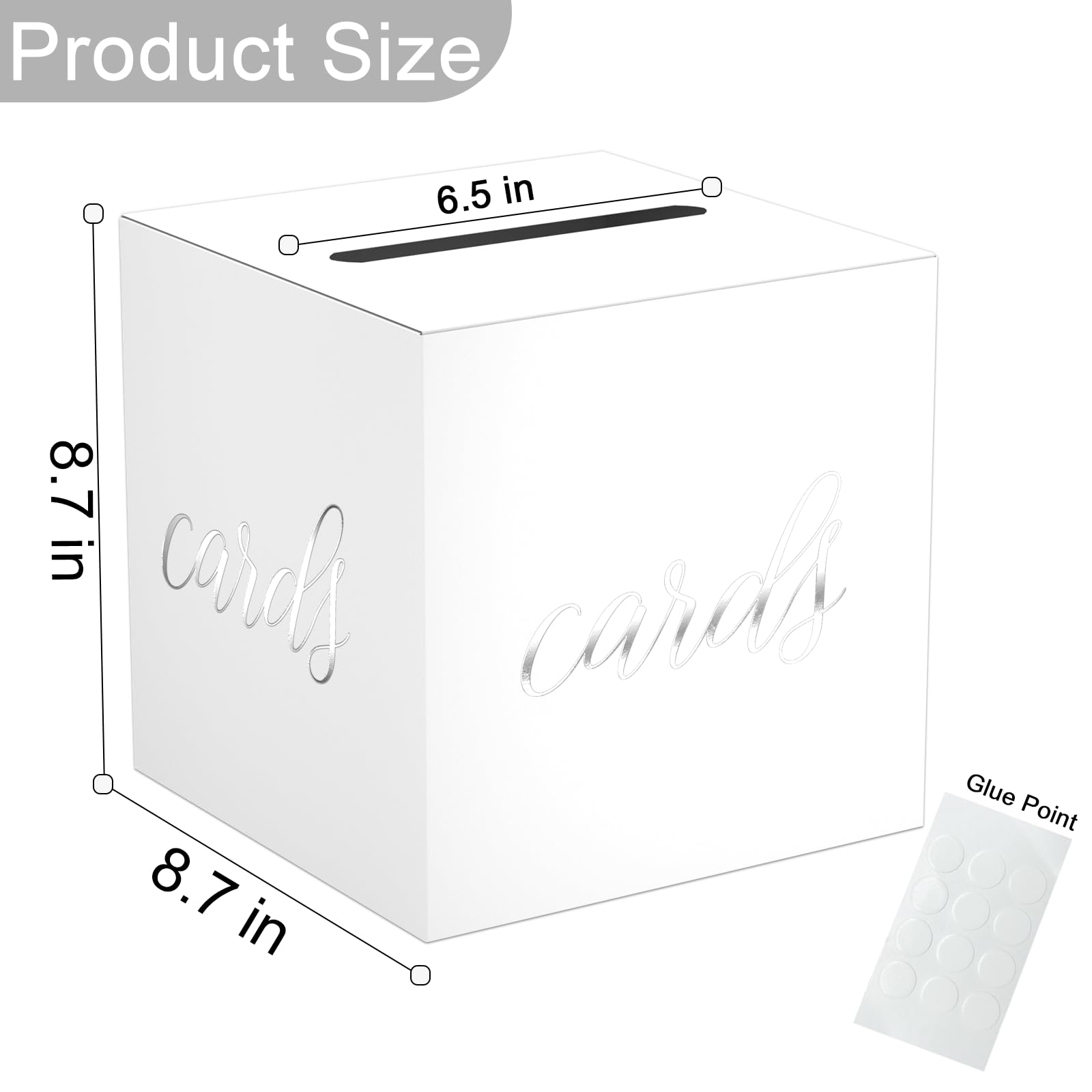 White Silver Card Box with Gold Foil Design, Suitable for parties,Gift Cards Receiving Box for Birthdays Party, Wedding Receptions, Bridal & Baby Showers, Graduations, Retirements, Anniversaries