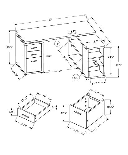 Monarch Specialties Computer Desk, Home Office, Corner, Left, Right Set-up, Storage Drawers, L Shape, Work, Laptop, Laminate, Beige, Contemporary, Modern