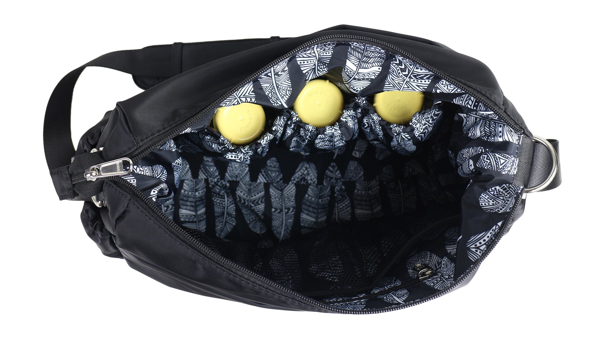 Purse Diaper Bag in Black Nylon with Matching Changing Pad Stroller Straps Premium Zippers 11 Pockets Insulated for Baby Bottles Crossbody Silver Tone Hardware Spacious Perfect for Moms on The Go