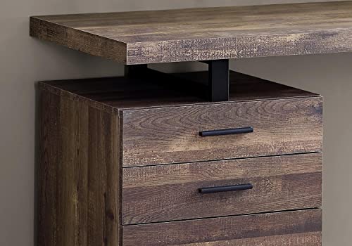 Monarch Specialties Computer Desk with File Cabinet - Left or Right Set- Up - 48"L (Brown Reclaimed Wood Look)