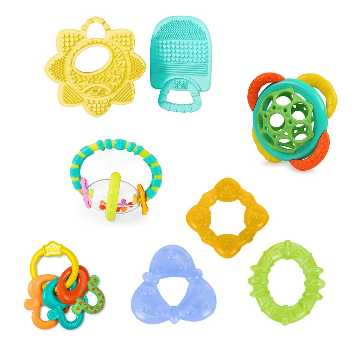 Bright Starts Oball Grasp & Teethe Easy Grasp BPA-Free Infant Teether Toy, Multi-Color, Age 3 Months and up