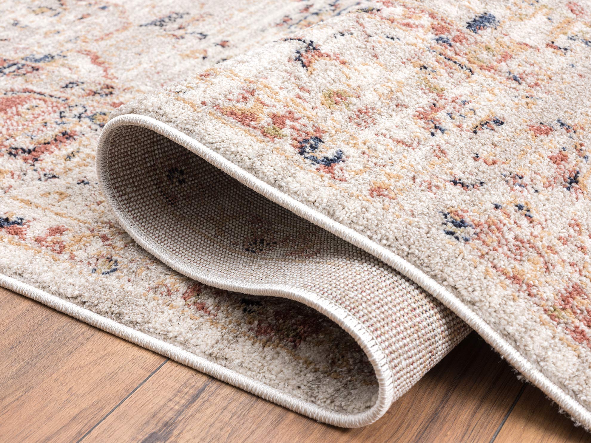 Abani Traditional Cream & Beige Vintage 5'3" X 7'6" Area Rug, Babylon Collection - Oriental Medallion Distressed Rug, Rugs