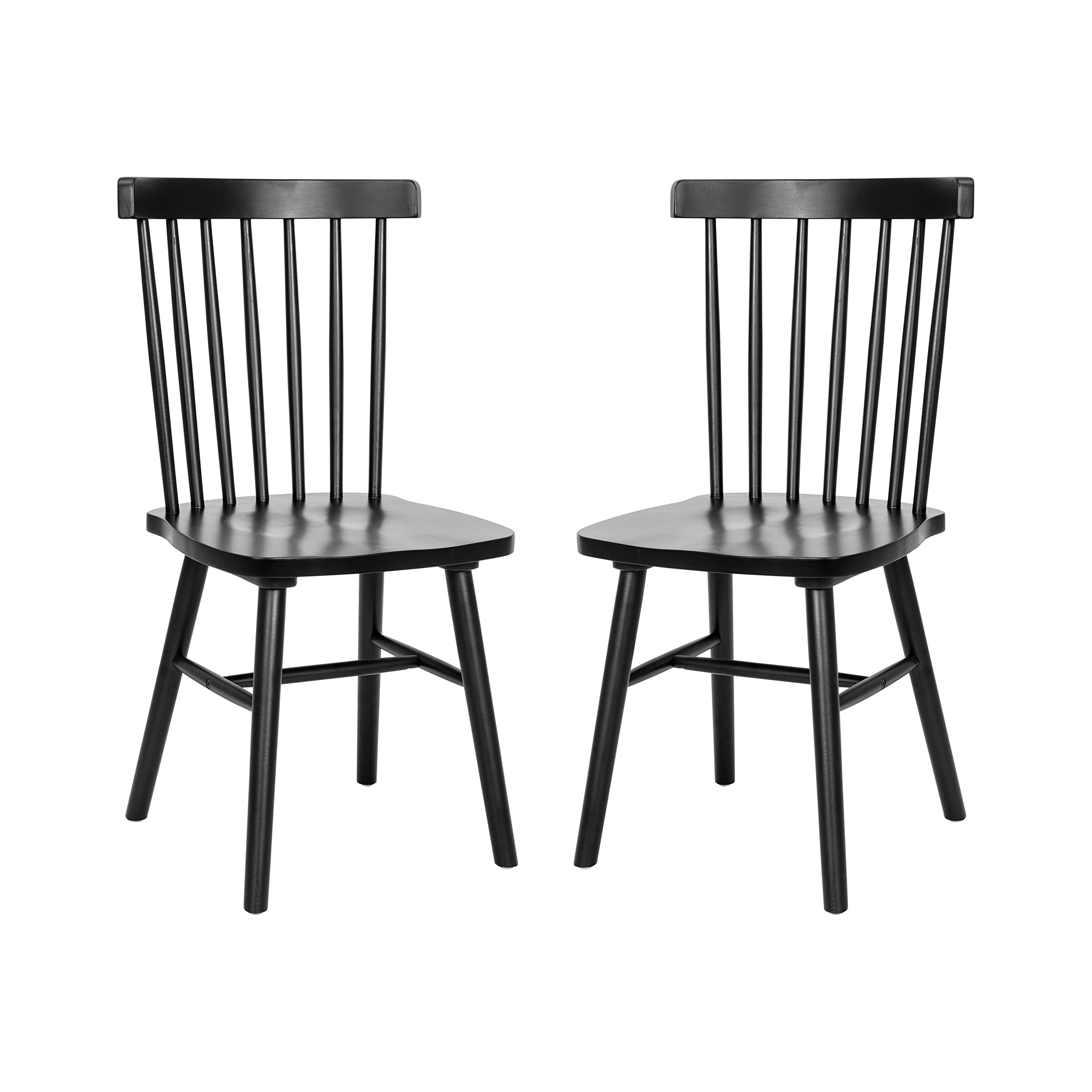 Flash Furniture Ingrid Commercial Grade Windsor Dining Chairs - Black Solid Wood Spindle Back Chairs - Armless Kitchen or Dining Room Chairs - No Assembly Required