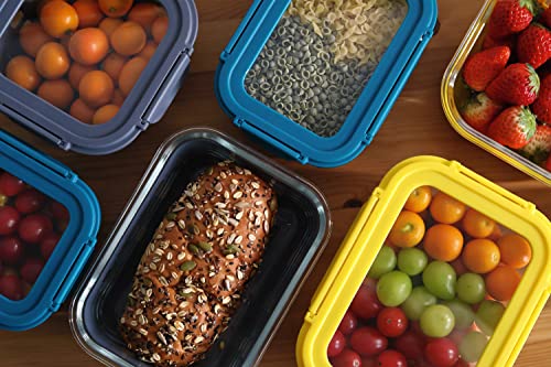 Balxajump[18 pieces 6-packs]Glass Food Storage Containers Mixed Set with Silicone Sleeve Airtight Lids for Lunch Box Meal Prep Microwave Oven Freezer Dishwasher Leak Proof Organization BPA-Free Green