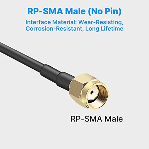 Hiseeu 2.4GHz 7dBi 5XRange WiFi Booster Antenna +10ft Magnetic Base, WiFi Antenna Extension Cable w/RP-SMA Male Connector(No Pin) for WiFi Security Camera/WiFi Router/Wireless Network Card/USB Adapter