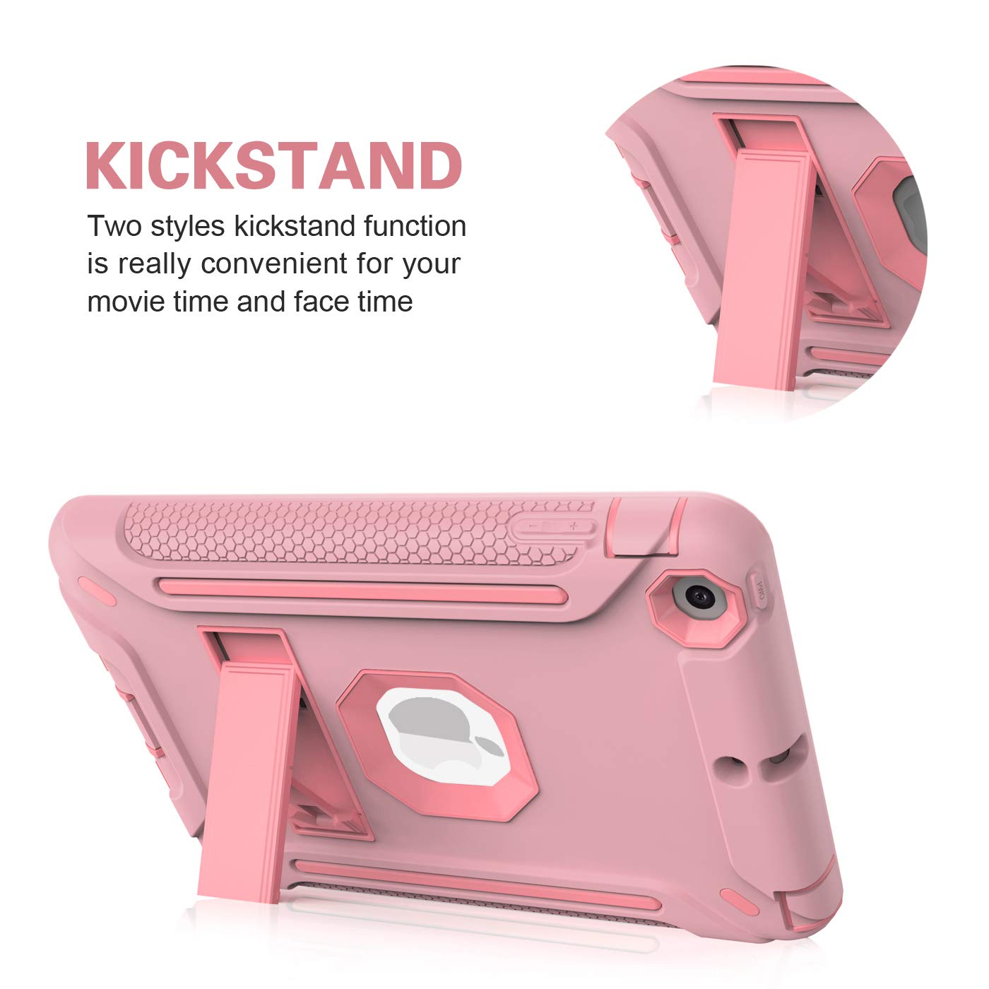 MAKEIT CASE iPad Mini Case, iPad Mini 3 Case Heavy Duty Hybrid Shockproof Protective Silicone and PC Hard Case Full-Body Rugged Protective Case with Kickstand for iPad Mini 1/2/3