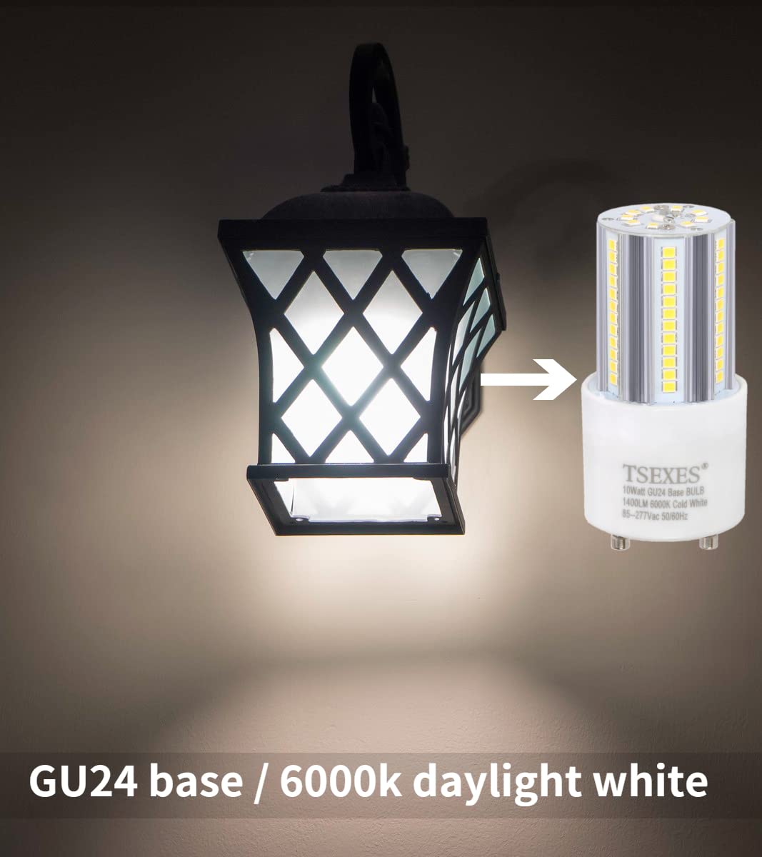 TSEXES Gu24 LED Light Bulb,10W Equivalent 100W,Gu24 Base,1400 Lumens,6000K Cool White,360 Degree Beam Angle,A19 CFL Replacement,4 Pack