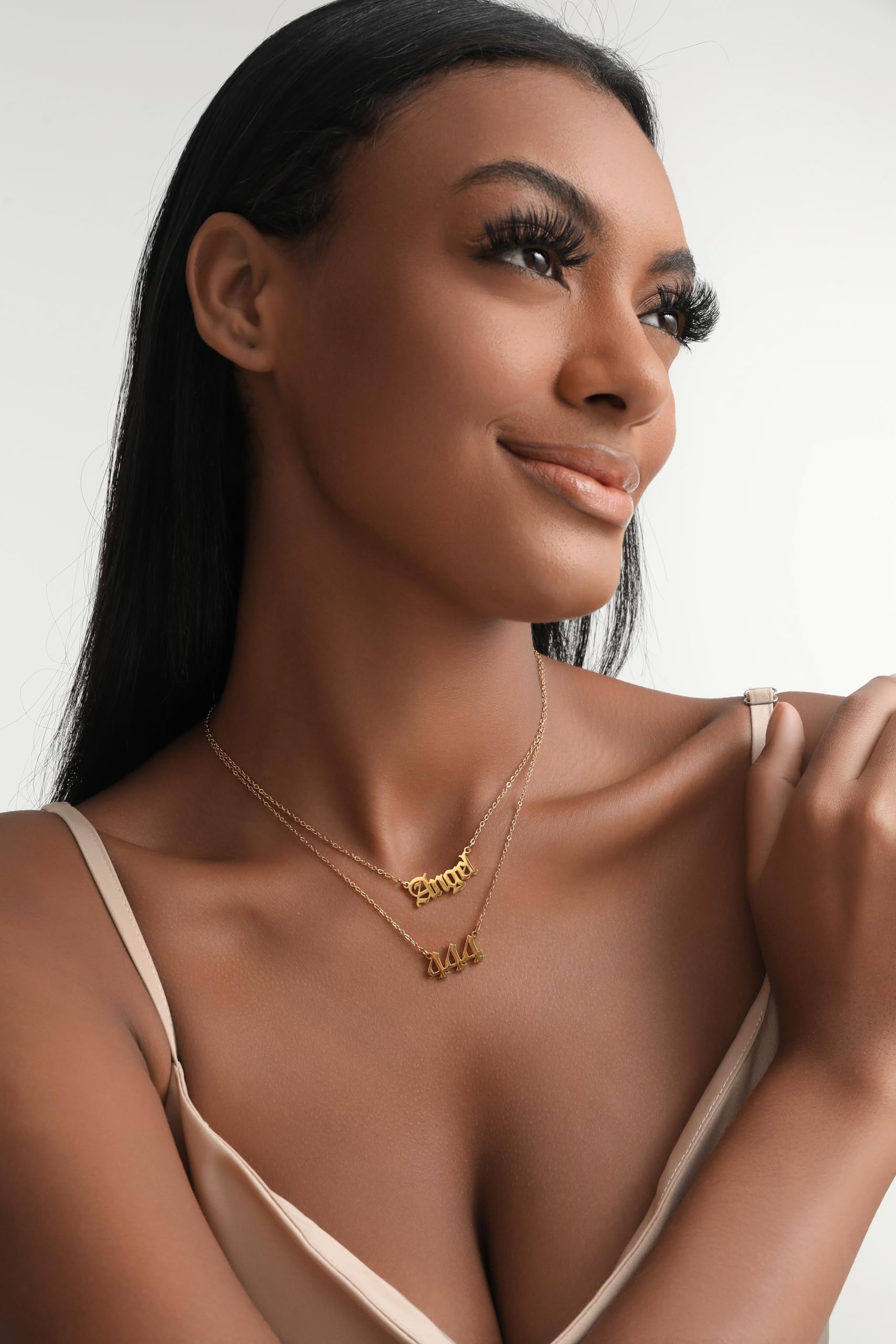 Angel Number 444 Choker Necklace Numerology Jewelry for Women Gold Tone