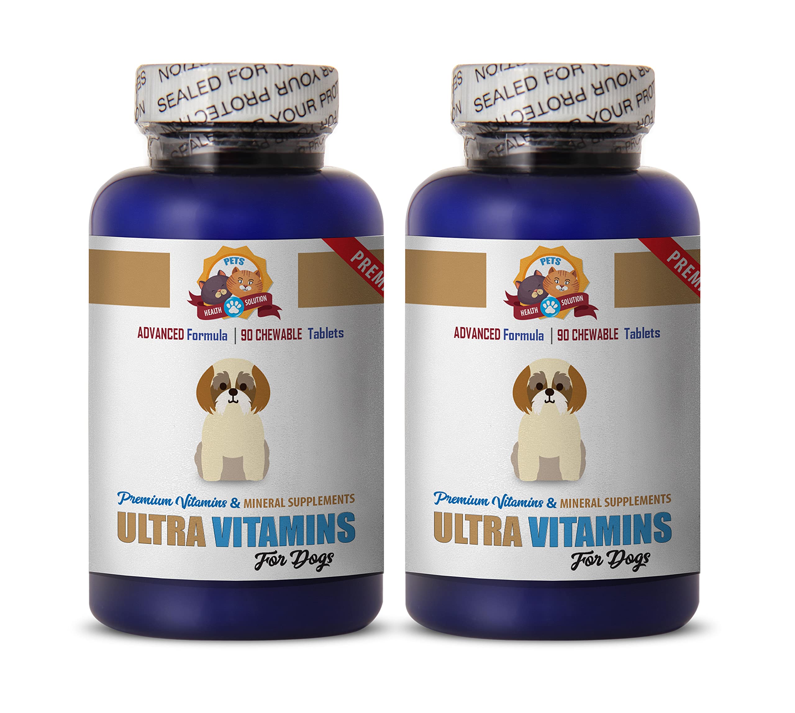antioxidant for Dogs - Ultra Dog Vitamins - Premium Vitamin and Minerals - Healthy Solution - Dog Vitamin e Supplement - 180 Treats (2 Bottles)