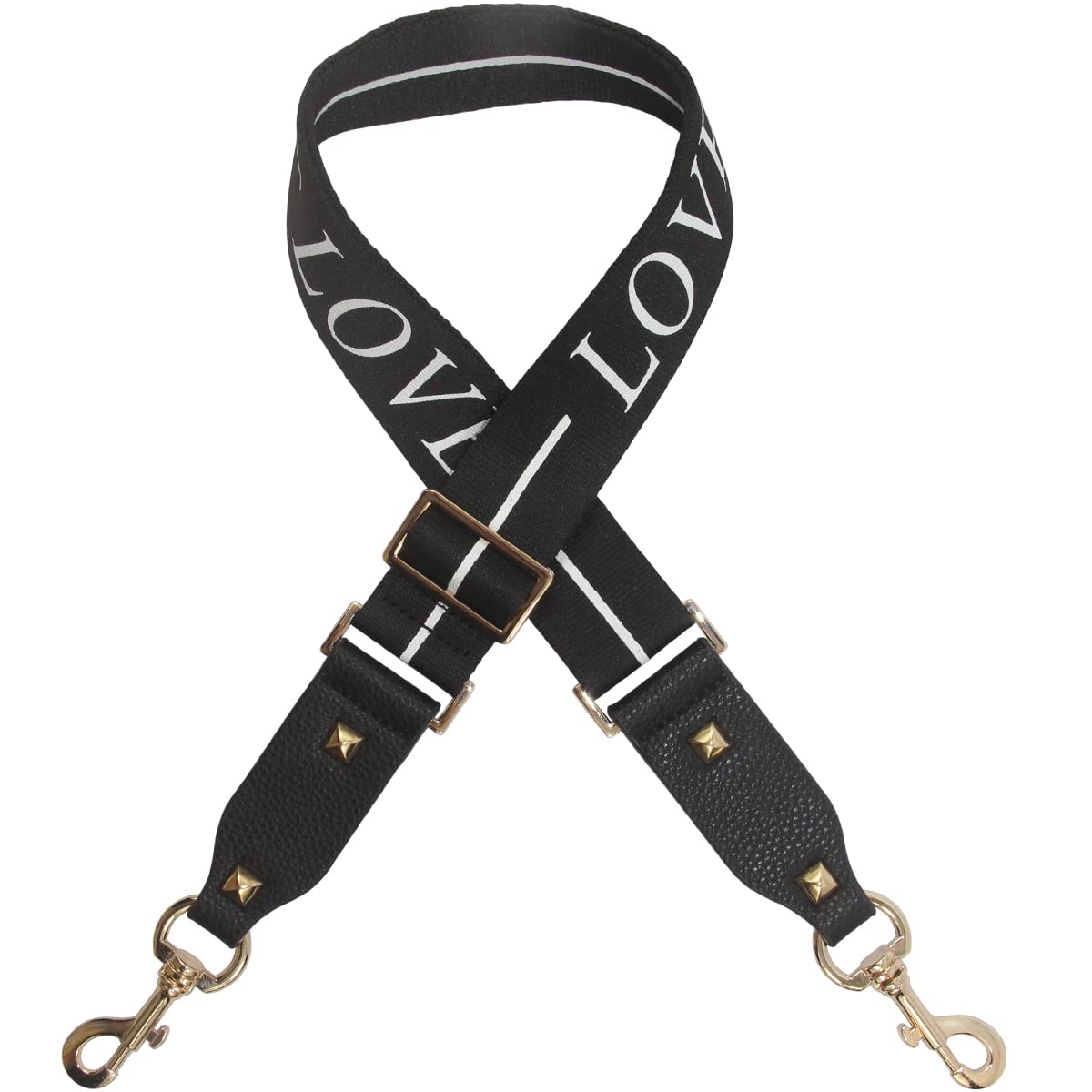 Duwi Wide Purse Strap Jacquard Guitar Style Strap Multicolor Canvas Adjustable Crossbody Bag Strap(l,Black,Black,Love)