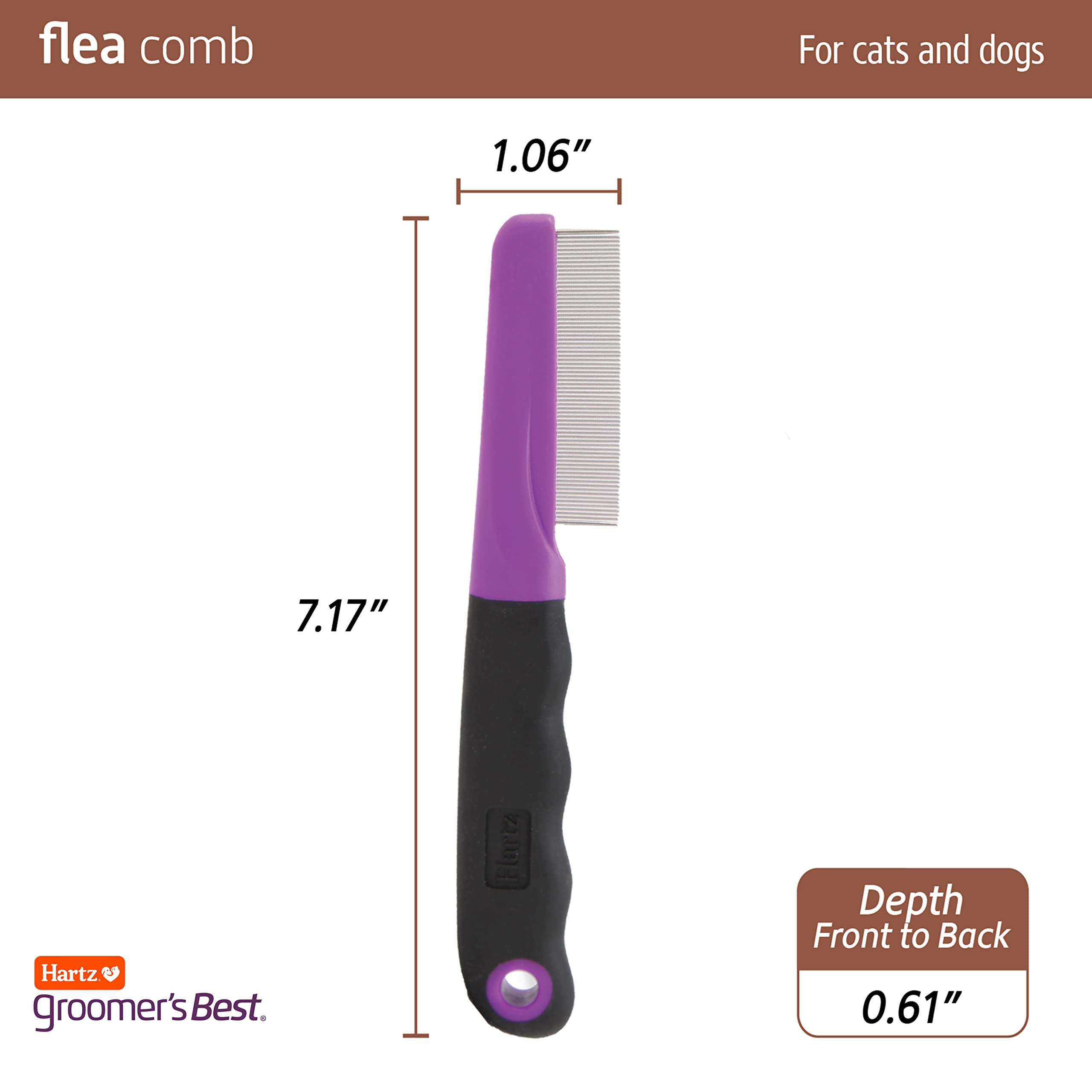 Hartz Groomer's Best Flea Comb for Dogs and Cats, Fine-Toothed Flea Comb to Remove Fleas & Flea Eggs, Gentle Pet Comb for Detangling or Dematting Face & Paws
