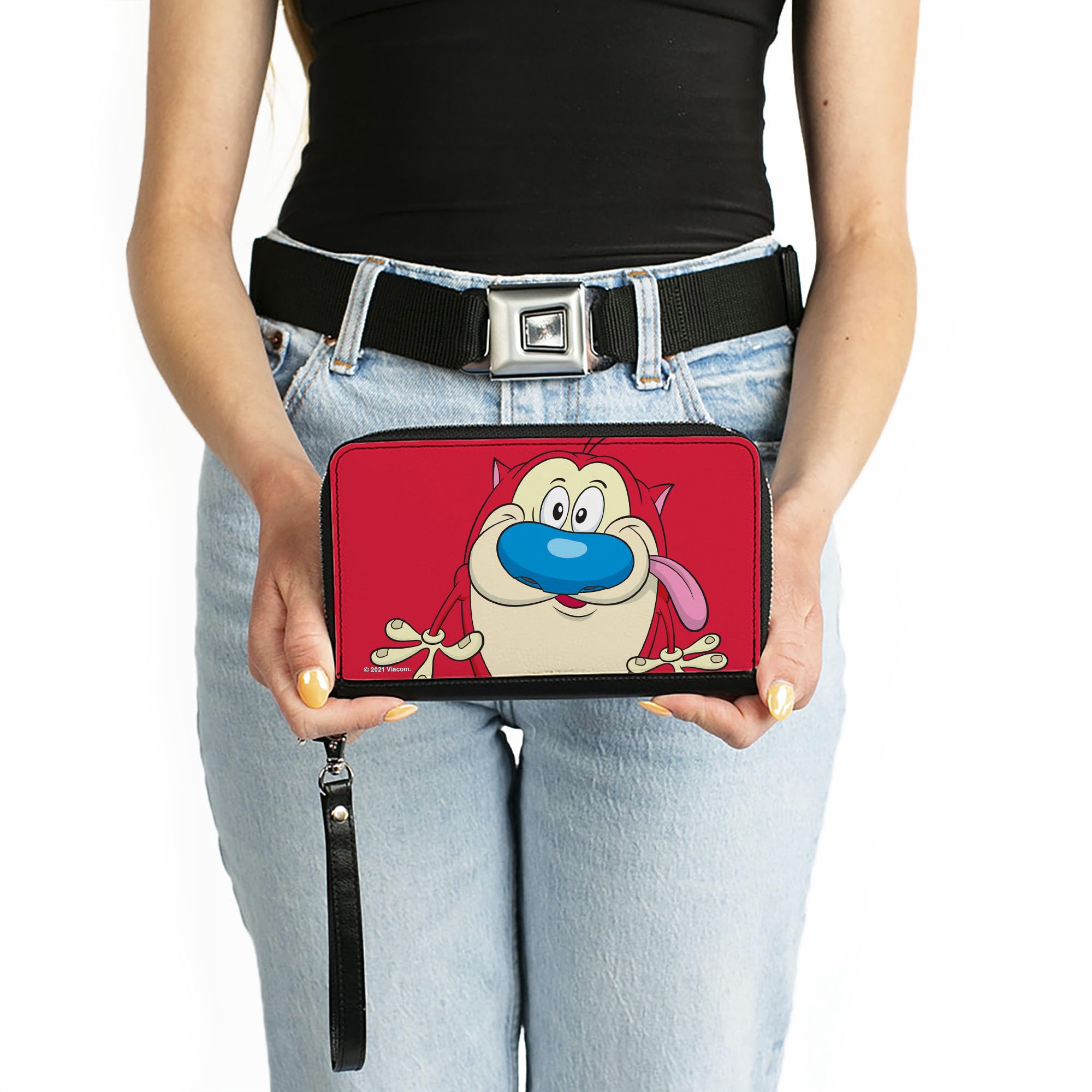 Buckle-Down Women's PU Zip Around Wallet Rectangle-The Ren & Stimpy Show, 7.5"x4.5"