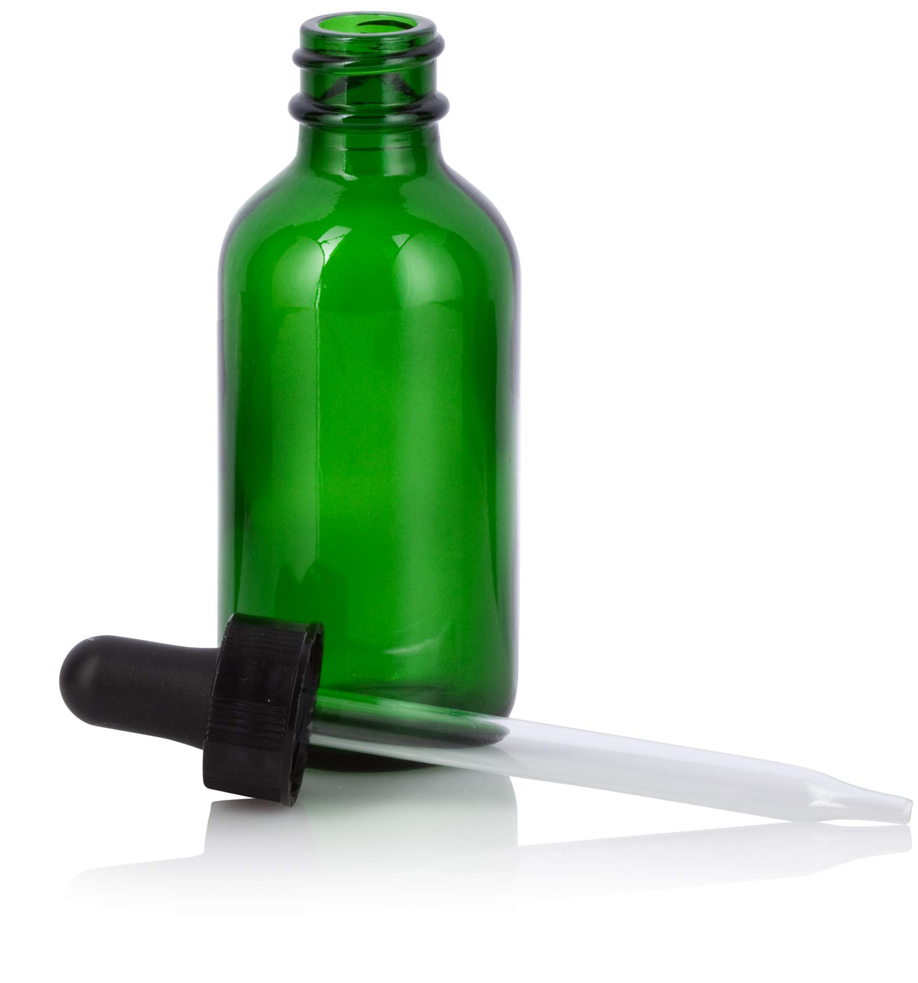 Black Straight Tip Glass Dropper Closure Top for 2 oz / 60 ml (20-400 Neck Size) Boston Round Bottles - 12 Pack