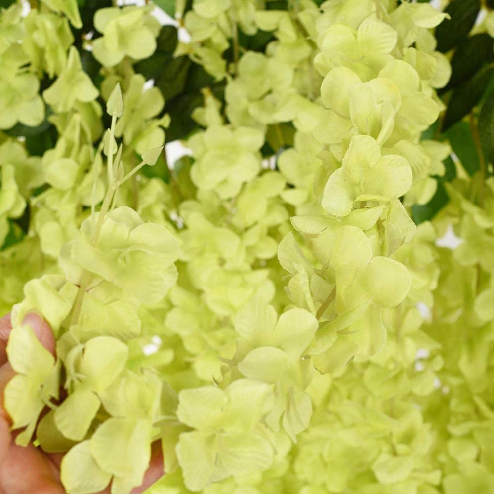 Vanassa 12pcs Artificial Fake Wisteria Vine Garland-GreenDec 3.6FtPiece Silk Wisteria Vine Ratta Hanging Flower for Home Garden Wedding Decor(green), Turquoise