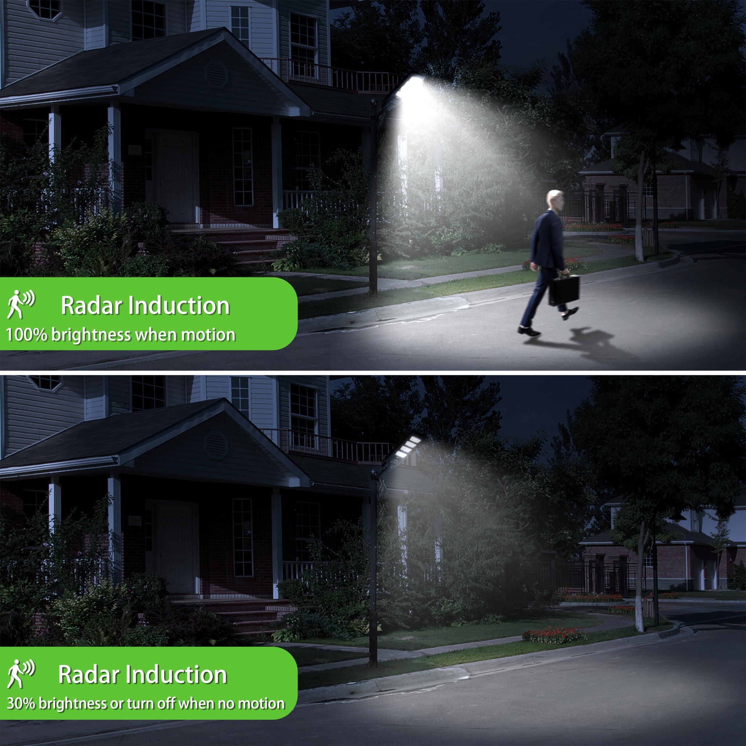 LANGY Upgraded Solar Street Lights 25000 Lumens, 20000mAH Battery, 360 Pcs LED Street Light Solar Powered with Remote Control, Dusk to Dawn Outdoor Security Led Post Street Light