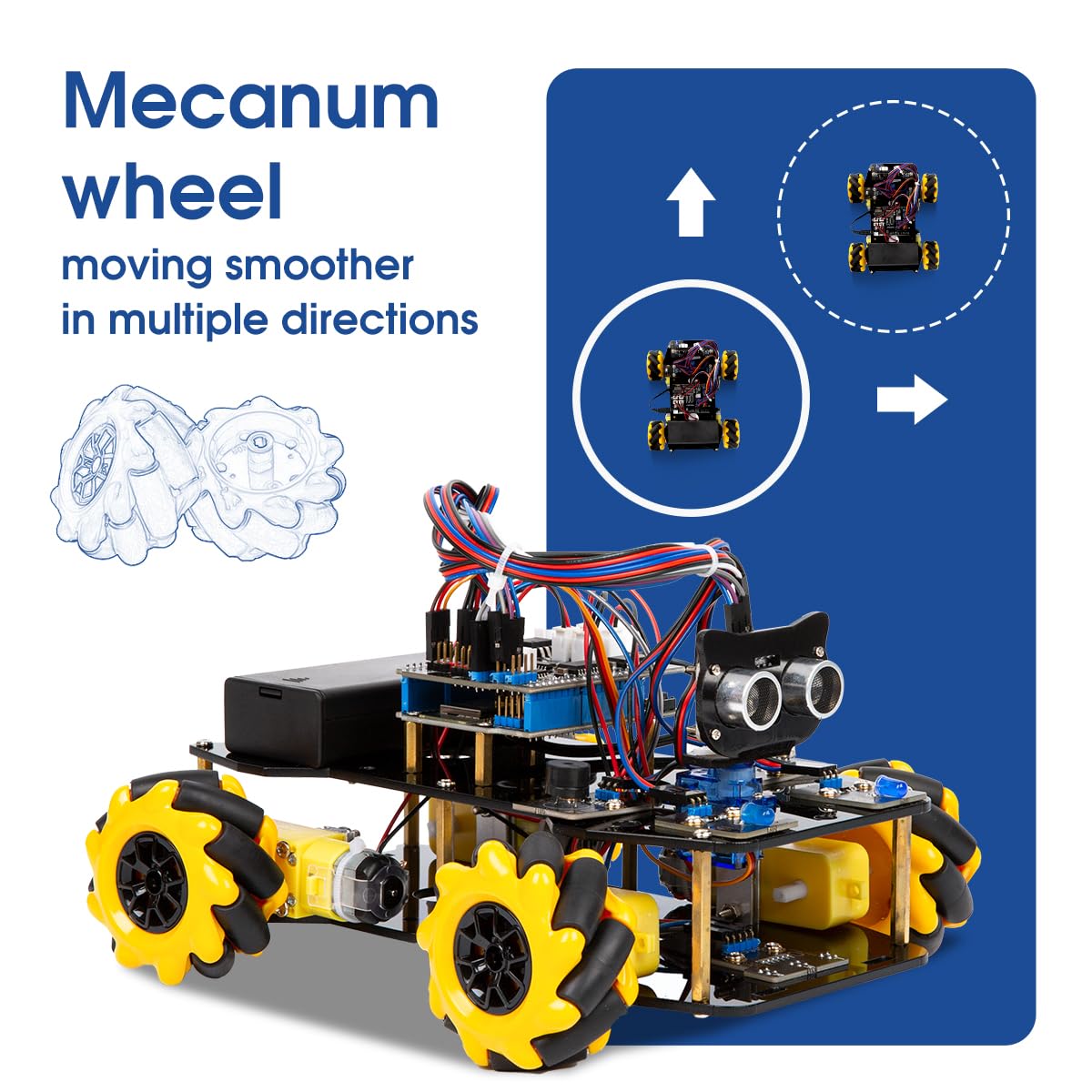 ACEBOTT Smart Robot Car Kit, 4WD Remote Control Car Compatible with Arduino IDE, Electronic Programming Project/STEM Education/Science Coding Kit for Teens and Adults Ages 12+ (V5.0 - Smart Robot Car)