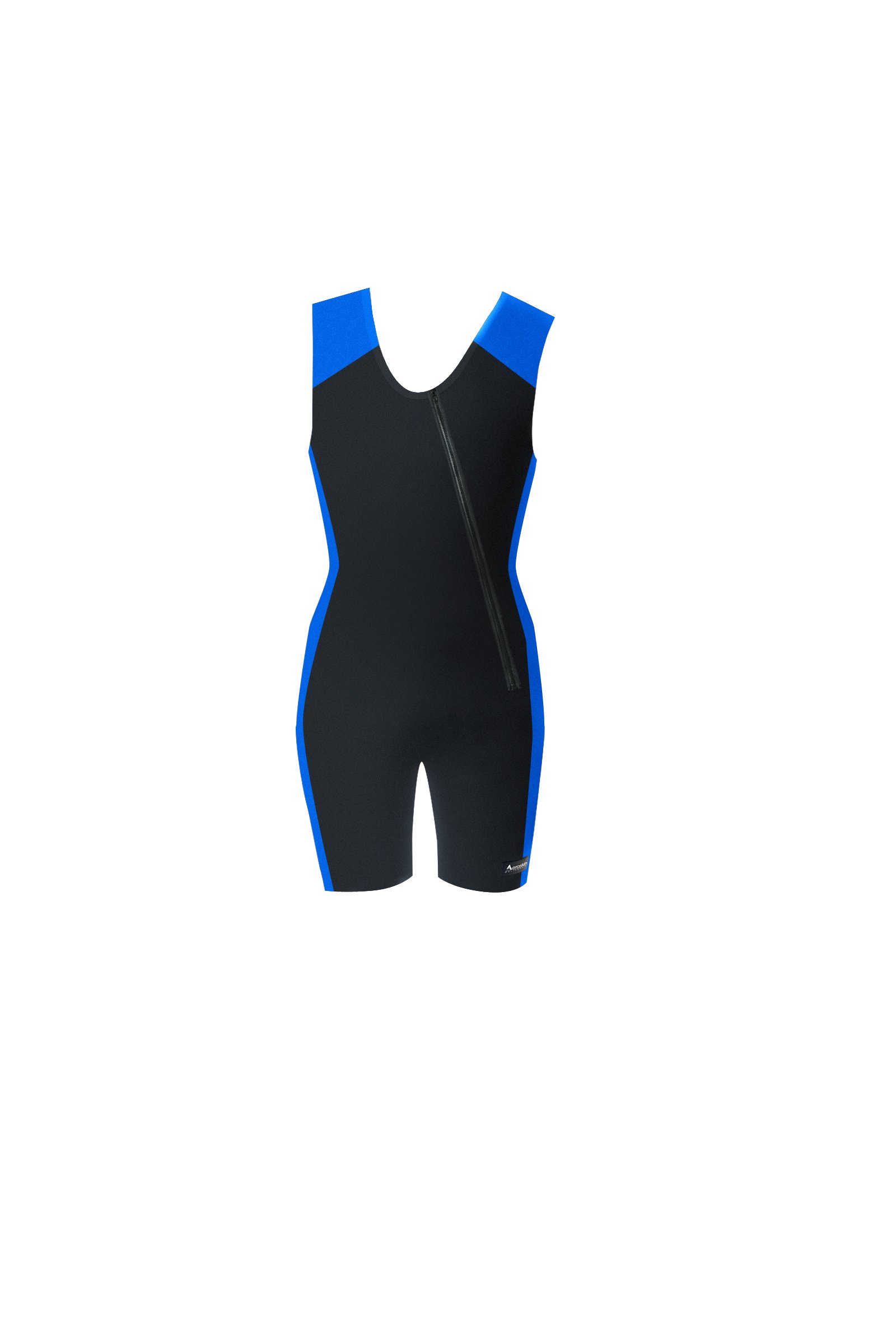 Aeroskin 1mm Neoprene Sleeveless Shorty with Slant Front Zip and Spine/Kidney Pad (Black/Blue, XX-Large)