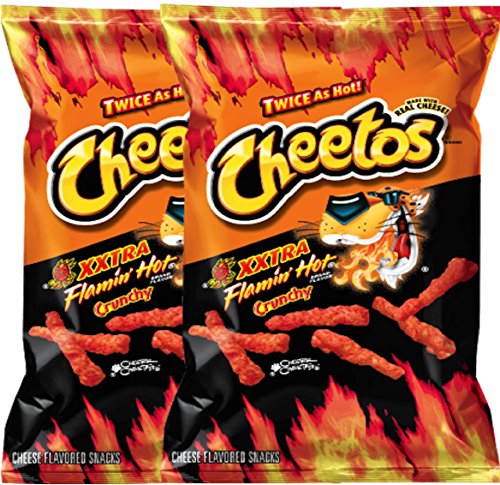 Cheetos Crunchy XXtra Flaminâ Hot Net Wt. 3.5 Baggies Snack Care Package for College, Military, Sports (2)