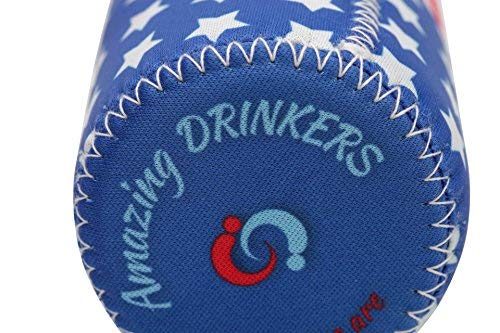 Beer Bottle sleeves - Set of 6 Zipper American Flag Theme Coolies - Extra Thick Neoprene - Fully stitched, Non-Glued Base - Bonus Bottle Opener - Trendy & Awesome Gift or Hosting Item #6USF