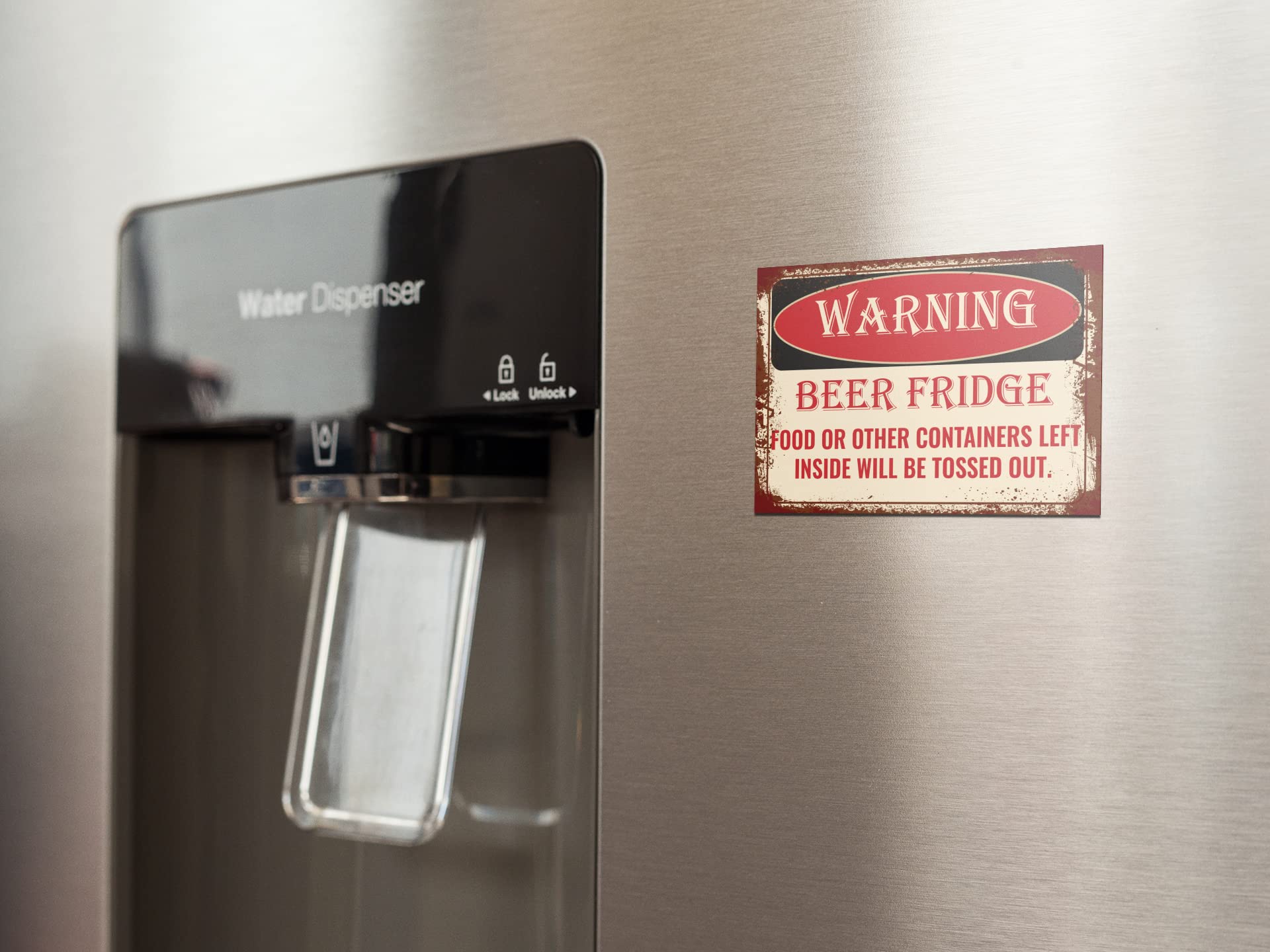 Beer Fridge Magnet for Man Cave Shop Garage Basement or Bar | Vinyl Magnets for Refrigerator, Bumper, or Tool Box 4" x 6" Warning Beer Fridge