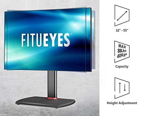 FITUEYES Universal TV Stand Base for 32-55 60 inch TV, 2.22 FT Table Top TV Stand with Swivel Mount & Wood Base, Height Adjustable, Max Load 88 lbs, Black
