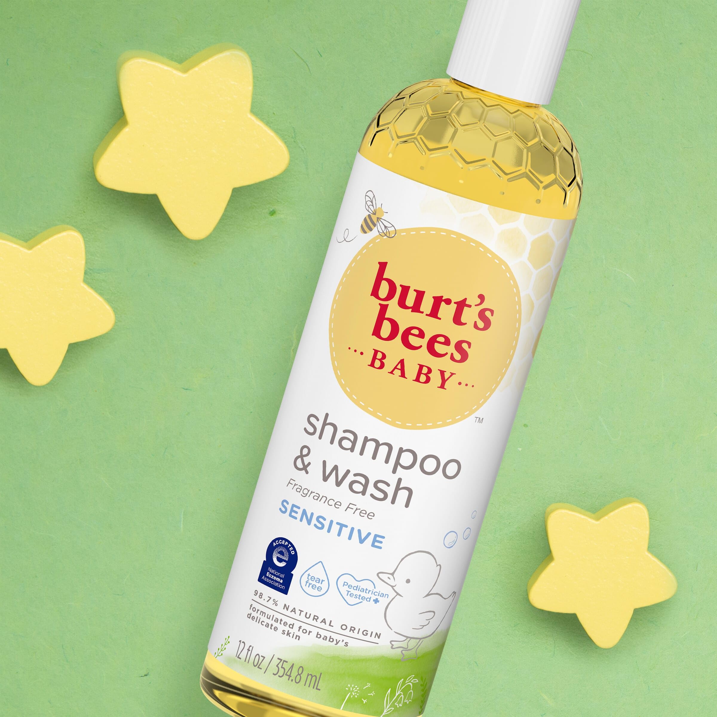 Burt's Bees Baby Shampoo & Wash, Fragrance Free & Tear Free Baby Soap - 12 Ounce Bottle