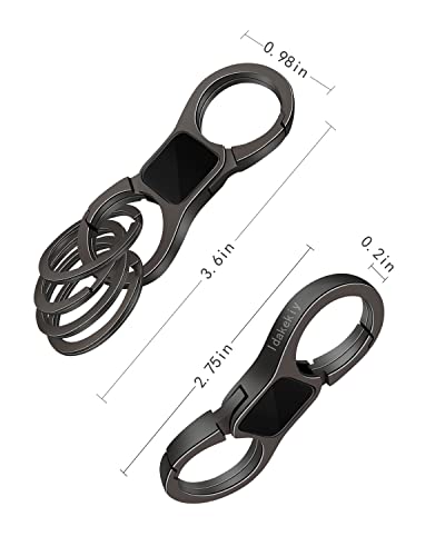 Idakekiy Key Chain Quick Release Spring with 4 Key Rings Heavy Duty Car Keychain Organizer for Men and Women (Dary Grey)