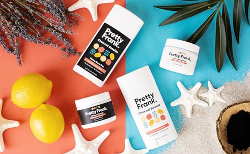 Pretty Frank Natural Aluminum-Free Deodorant Stick with Charcoal, Baking Soda-Free, Charcoal Seaside (1-Pack) | Sensitive Skin Friendly, Effective Odor Control for Women & Men, Organic Ingredients