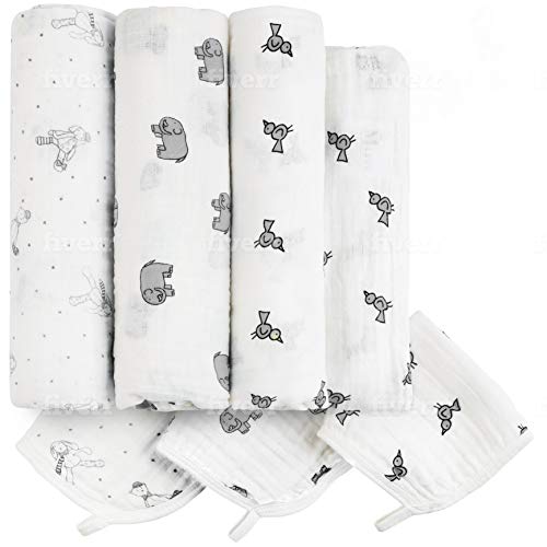 Maki's Connecting Hearts Baby Muslin Swaddle Blankets 3 + 3 Pk Large100% Cotton Newborn Receiving Blanket