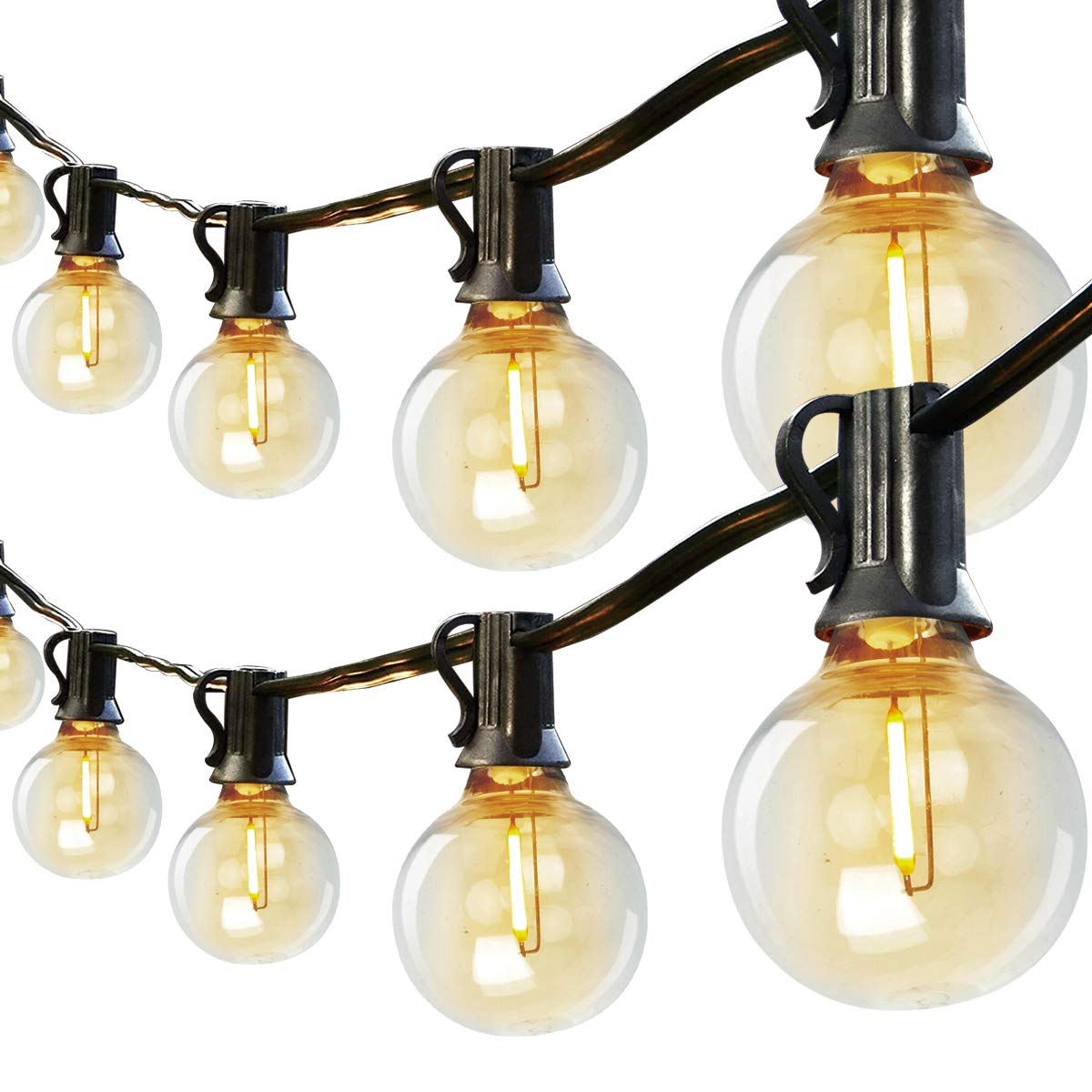 Alitamei 50FT G40 LED Globe String Lights with 50 LED Shatterproof Dimmable Bulbs Backyard Patio Lights Hanging String Lights for Garden Bistro Pergola Tents Gazebo Decor Indoor Outdoor, 2 Pack