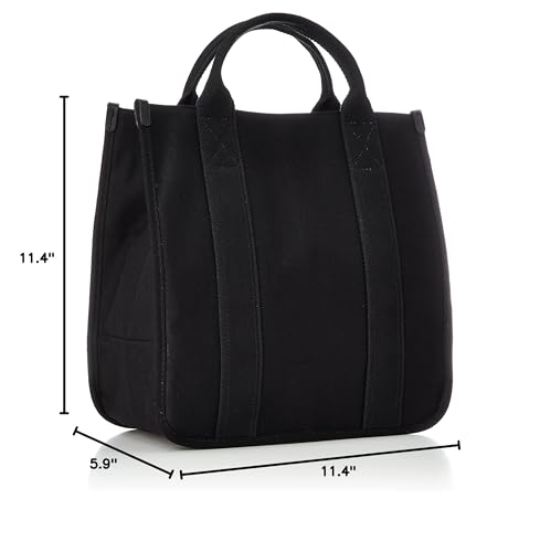 Kangol Tote Bag, Thick Cotton Canvas, 2-Way, Shoulder Bag, Mother's Bag, Square Shape, L, Black